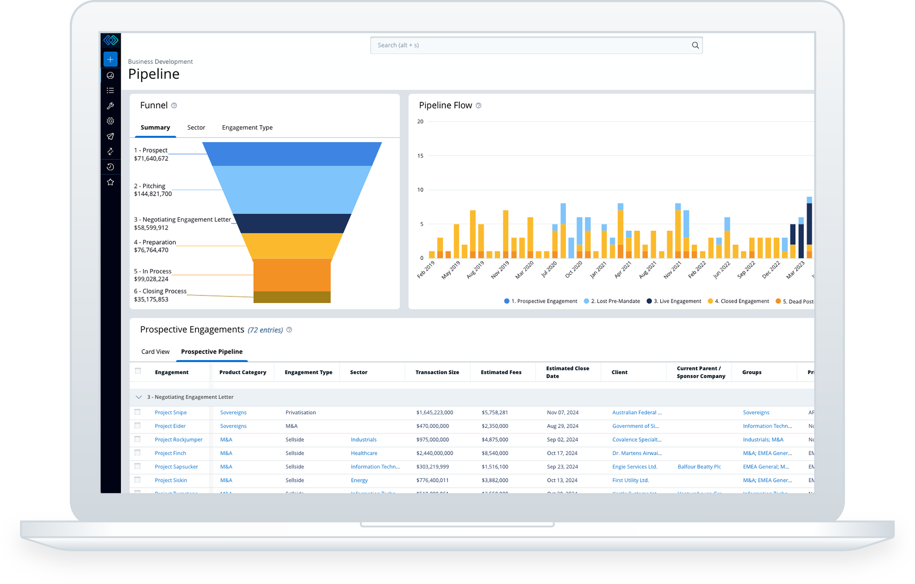Business development software for financial and professional services firms