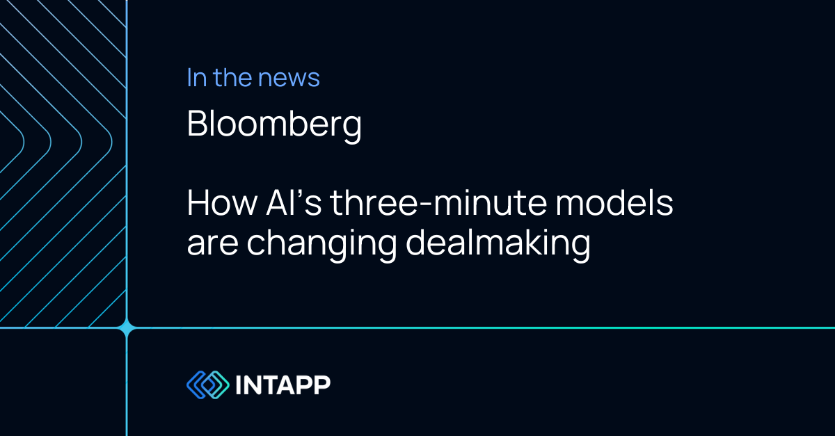 Bloomberg – How AI’s three-minute models are changing dealmaking | Intapp